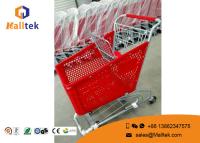 China Standard Plastic Supermarket Shopping Trolley Durable Structure Zinc Plated for sale