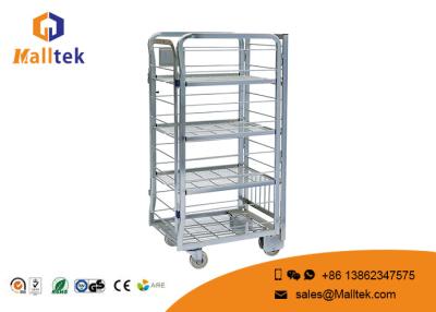 China Industrial Supermarket Heavy Duty Trolley Hand Roll Container With Four Wheel for sale
