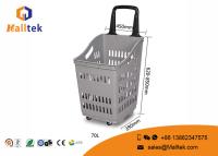 China Eco - Friendly Grey Rolling Plastic Shopping Basket With High Capacity for sale