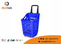 China Eco - Friendly Grey Rolling Plastic Shopping Basket With High Capacity for sale