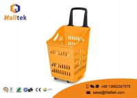 China Eco - Friendly Grey Rolling Plastic Shopping Basket With High Capacity for sale