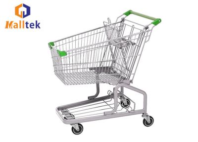 China Steel Grocery Mall German Style Trolley , Metal Shopping Cart With Seat Wheels for sale