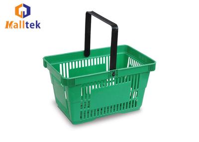 China Green Big Capacity Grocery Baskets Plastic Supermarket Equipment With Logo for sale