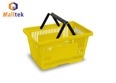 China Customized Logo Plastic Supermarket Shopping Basket Double Hand CE Passed for sale