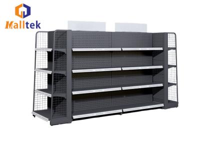 China 2 Side Supermarket Gondola Shelving Metal Perforated Back Panel Shelf for sale