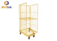 China Collapsible Wire Mesh Zinc Coated Roller Cage Trolley With Wheels for sale