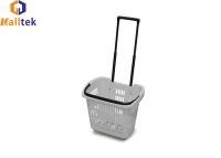 China 30L HDPP Wheeled Grocery Basket With Telescopic Handle for sale