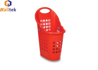 China Stackable 4 2'' PU Wheels Plastic Rolling Basket For Grocery Store for sale
