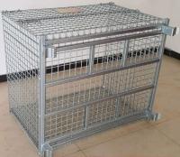 China Warehouse Galvanized Steel Metal Wire Mesh Storage Cages Foldable for sale