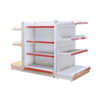 China Customized Metal Multi Tier Heavy Duty Grocery Store Shelves Advertising For Supermarket for sale