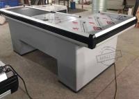 China White Electric Checkout Counter Stainless Steel With Electric Conveyor Belt for sale