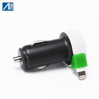 China OEM ODM IPhone Car Power Adapter 3 USB Car Charger With Retractable Lightning Cable for sale