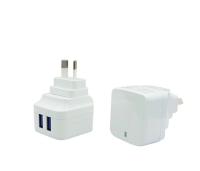 China 2 Port Fordable Wall Mount Charger Usb Wall Charger Universal Adapter Changable Plug Eu/Us/Aus/Uk 5v2.1a for sale