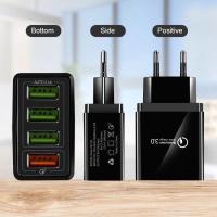 China Multi Port Travel 18w Fast Charger Lightweight Qualcommn 3.0 4 Ports USB Charger for sale