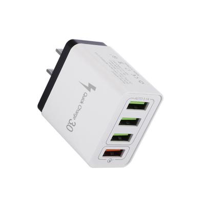 China 4-Port USB Wall Charger Quick Charge 3.0 18W &3.1A USB A Power Adapter Multi USB fast charger for sale