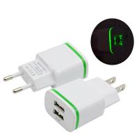 China Usb 3.0 Quick Charge Dual Usb Wall Charger Power Adapter Fast Charging  With Led Light 10w Mobile Phone for sale