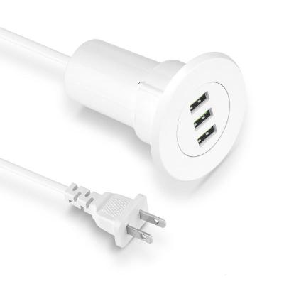 China Office Desktop Usb Charger Station Hidden 3 Ports Fast Charging Ac Adapter Usb 3.0 Usb Wall Charger Adapter for sale