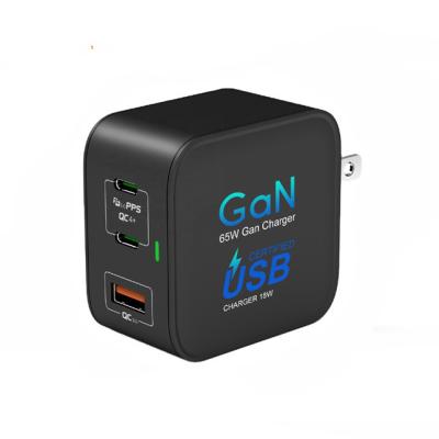 China 65w Gan Charger Type C PD Adapter With QC 4.0 3.0 Foldable US Plug for sale