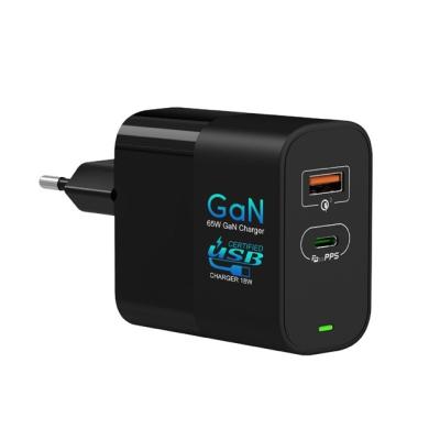 China 65w USB C Wall Charger Multiports Pocket Sized PD Gan Charger Laptops Power Adapter for sale