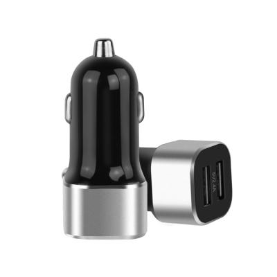 China Dual Port USB Car Charger 5V 2.4A Aluminum Alloy Fast Charging Phone Charger for sale