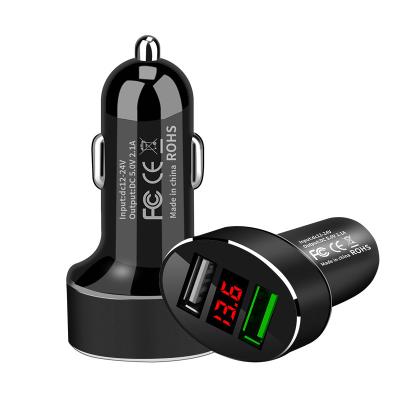 China ODM Dual USB Fast Car Phone Charger 30W High Speed DC To DC Car Charger With LED Display for sale