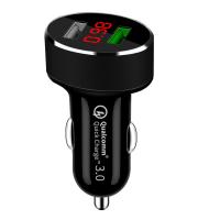 China ODM Dual USB Fast Car Phone Charger 30W High Speed DC To DC Car Charger With LED Display for sale