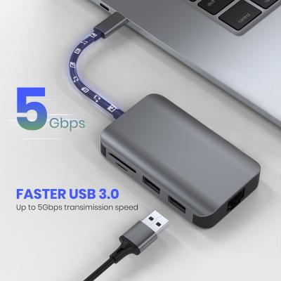 China Plastic 4 Port USB 3.0 Hub Driver , USB Type C Hub With Ethernet Adapter for sale
