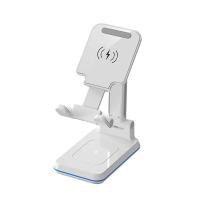 China Dual Coil Wireless Charging Station 10W Foldable Portable Phone Holder for sale