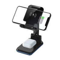 China Dual Coil Wireless Charging Station 10W Foldable Portable Phone Holder for sale