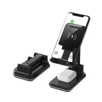 China Dual Coil Wireless Charging Station 10W Foldable Portable Phone Holder for sale