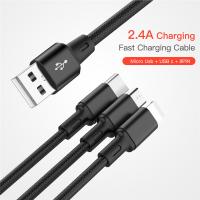 China 1.2m 3 In 1 USB Charger Cable ,  Multi Port Micro Lighting USB C Sync And Charge Cable for sale