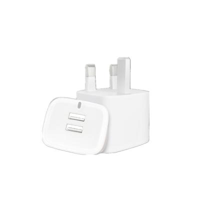 China 2.4a Dual Usb Wall Charger Fast Charging Travel Wall Charger 12w Uk Plug Mains Adapter for sale