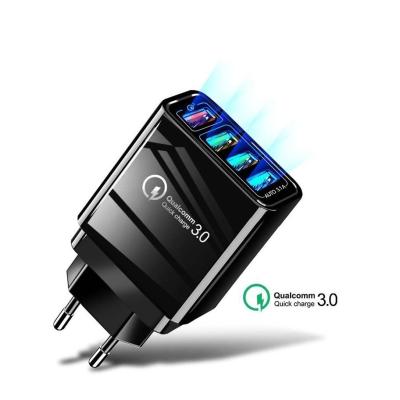 China Multi Port Travel 18w Fast Charger Lightweight Qualcommn 3.0 4 Ports USB Charger for sale