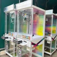 China Colorful Sky Coin Operated Pink Full Transparent Crane Catch Stuffed Toys Machine Toy Claw Crane Game Machine for sale