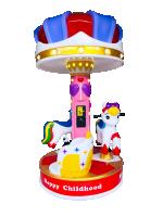 China 3 Seats Zebra Mini Carousel Coin Operated Kids Merry Go Round Amusement Park Small Rotating Carousel for Shopping Mall for sale