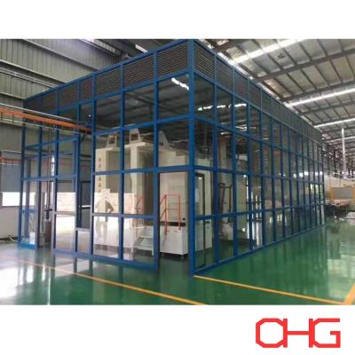 China Stainless Steel PVC Carbon Steel Powder Coating Machine Spray Booth with Clean Room - 4 Automatic Guns, 300+ Lux Lighting for sale