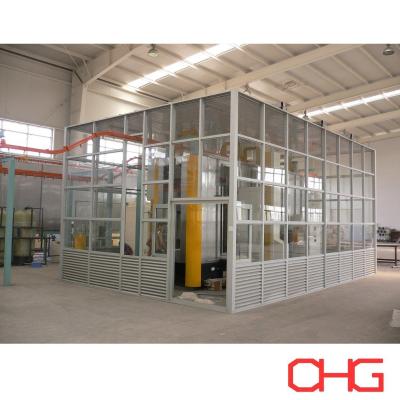 China Stainless Steel PVC Carbon Steel Powder Coating Booth with Clean Room | Automatic Spray System 300 Lux Lighting for sale