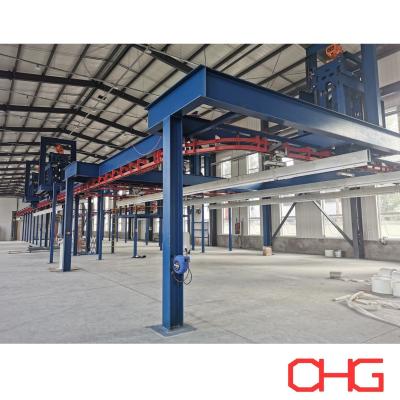 China Automatic Powder Coating Line for Aluminum Profiles with Overhead Conveyor 120m Length for sale