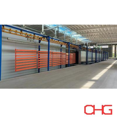China Power and Free Conveyor Automatic Powder Coating Line for Metal Shelves 13.5m for sale