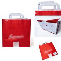 China Versatile Flat Handle Paper Bag Red Recycled Paper Shopping Bags Biodegradable for sale