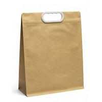 China Reusable Die Cut Bag Waterproof Kraft Paper Bags Tear Resistant With Aluminum Foil Liner for sale
