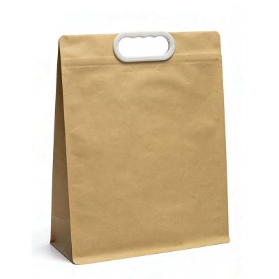 China Reusable Die Cut Bag Waterproof Kraft Paper Bags Tear Resistant With Aluminum Foil Liner for sale