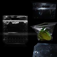 China Customized Ventilated Plastic Bags Biodegradable Clear Vegetable Bags With Die Cut Handle for sale