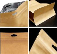China Customized Food Stand Up Pouch Moisture Proof Kraft Paper Zipper Pouches Resealable for sale