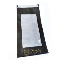 China Food Grade Flat Bottom Paper Bag Black Paper Bread Bags With Window for sale