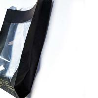China Food Grade Flat Bottom Paper Bag Black Paper Bread Bags With Window for sale