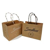 China Matte / Glossy Kraft Paper Shopping Bags Biodegradable Heavy Duty Brown Paper Bags for sale