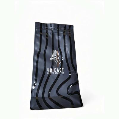 China Matte Black Stand Up Coffee Bag Resealable Roasted Coffee Bag Moisture Proof for sale