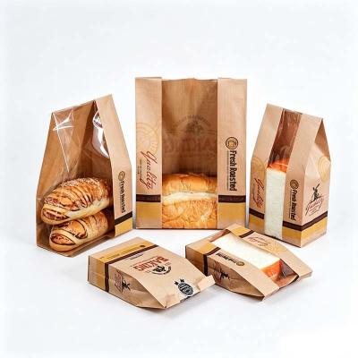 China Moisture Resistant Window Paper Bags Eco Friendly Kraft Paper Bread Bag Greaseproof for sale
