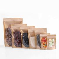 China Food Safe Stand Up Resealable Bags Brown Stand Up Coffee Pouches With Clear Window for sale